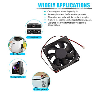 KEYFANCLUB 80mm x 25mm 12v Fan 2-Pin Replacement for Computer Case RV Refrigerator Power Supply Greenhouse Electronic Box Cooling