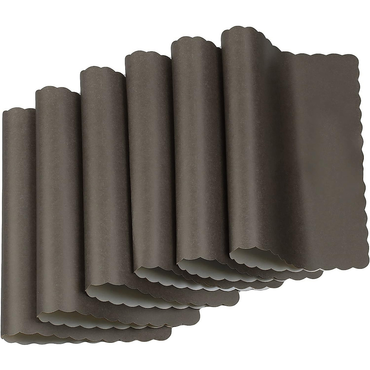 Paper Placemats - Disposable - Scalloped Edge (Black, 100)