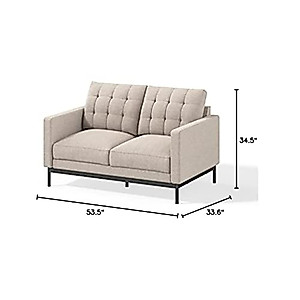 ZINUS Thompson Loveseat / Tufted Cushions / Green Tea Infused Foam Cushions / Tool-Free, Easy Assembly, Beige