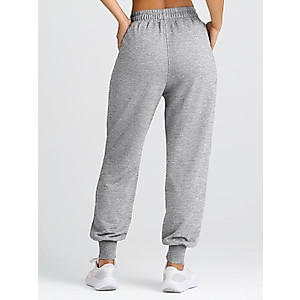 AUTOMET Womens Sweatpants Cinch Bottom Lounge Baggy Cotton Pants Joggers High Waist Fall Athletic Pant with Pockets Grey