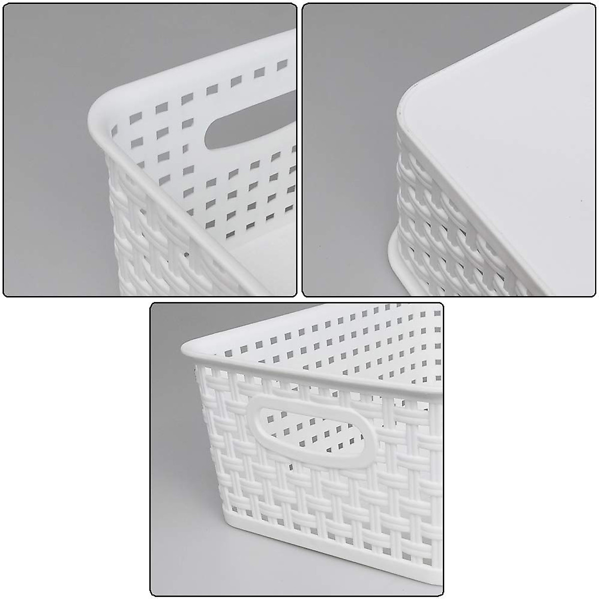 Bblina Small Weave Storage Basket, Plastic Basket Bins for Storage Set of 6