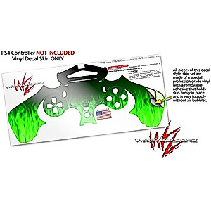 WraptorSkinz Skin compatible with Sony PS4 Dualshock Controller PlayStation 4 Original Slim and Pro Fire Green (CONTROLLER NOT INCLUDED)