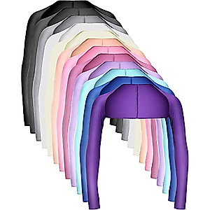 12 Pieces Women Cooling Shawl Arm Sleeve with Finger Hole Anti-UV Golf Cooling Shawl Arm Sleeve Sun Protection Breathable and Comfortable for Golfing, Driving, Riding, Fishing, 12 Colors