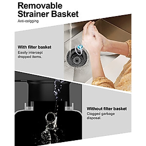 BOTEMY Extended Garbage Disposal Flange Basket Strainer Stopper, Deep 304 Stainless Steel Kitchen Sink Flange for 3-1/2 Inch Standard Sink Drain Hole, Matte Black Deep Sink Disposal Flange Stopper