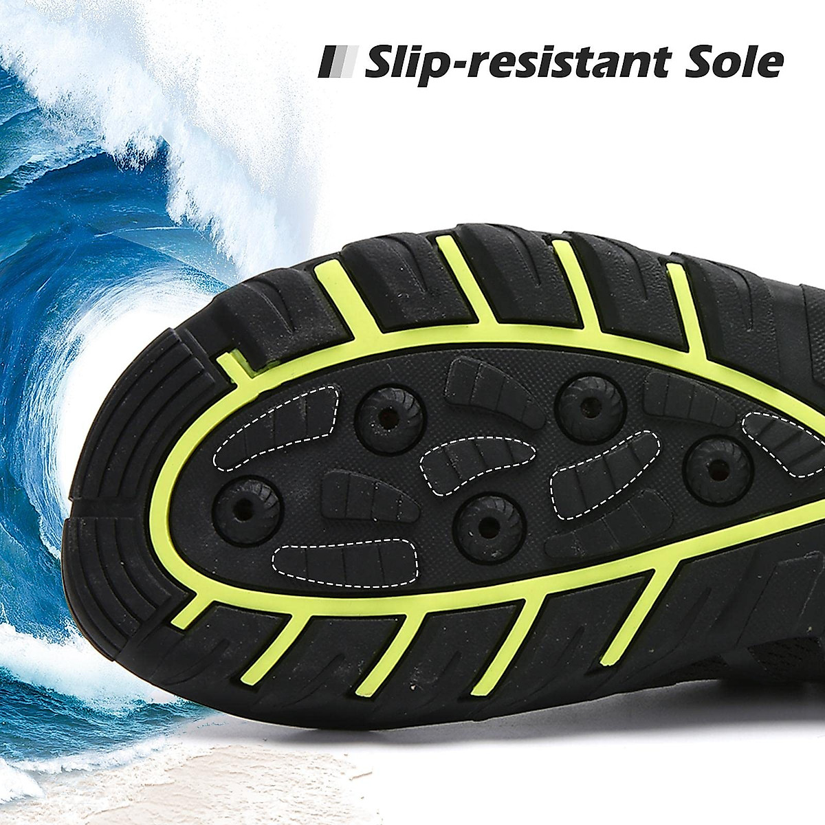 Mishansha Men Water Shoes Barefoot Swimming Shoes for Women Quick Dry Aqua Shoes Non-Slip Swim Pool Diving Surf Yoga Water Aerobics Socks Smoky Black 11.5 Women/10 Men