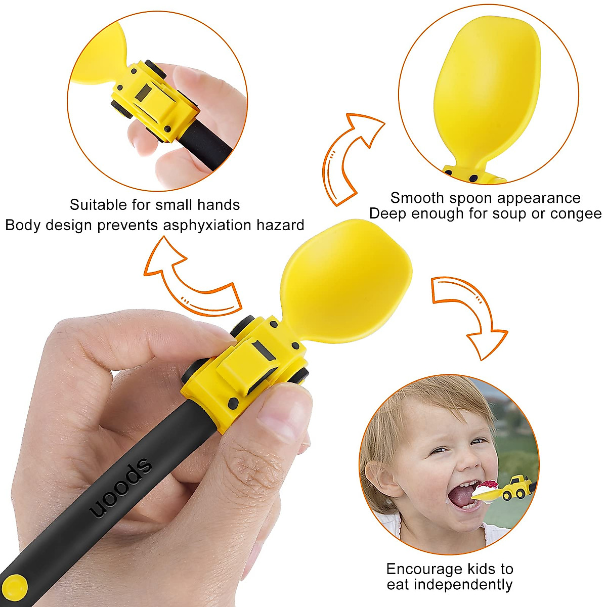 Construction Toddler Utensils - Toddler Forks and Spoons - Kids Spoon and Fork Set - Suitable for Kids Utensils - Baby Utensils, Portable Utensils Set for 1 2 3 4 5 year old Toddlers - Yellow