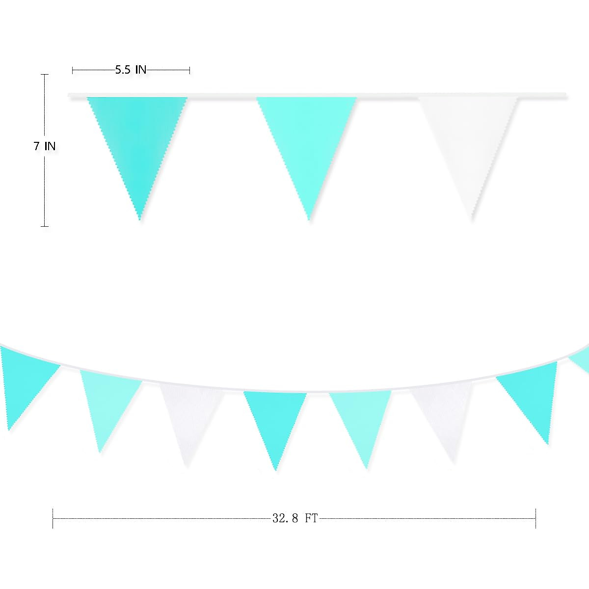 10M/32Ft Aqua Green Banner Party Decorations Triangle Flag Pennant Bunting Fabric Garland for Wedding Birthday Engagement Bridal Baby Shower Under the Sea Party Festivals Decoration(Teal Blue)