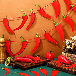 Weekgrat 5 Pcs Chili Pepper Banner 49 ft Chili Cook Off Pepper Garlands Decorations Chili Pepper Birthday Decorations for Cinco De Mayo Mexican Fiesta Hanging Party Accessories