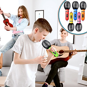 Zhanmai 12 Pieces Inflatable Microphones Blow up Microphone Plastic Microphone Props Blow up Microphones Toys for Musical Concert Themed Party Cosplay Stage Birthday Decoration Supplies, Random Colors