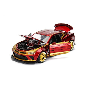 Jada Toys Marvel Iron Man & 2016 Chevy Camaro Die-cast Car, 1:24 Scale Vehicle &2.75 Collectible Metal Figurine Red