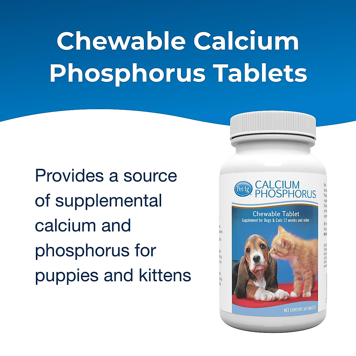 PetAg® Calcium Phosphorus Tablets for Cats & Dogs, 50ct