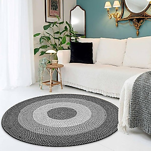 RIANGI Living Room Rug, Boho Area Rugs Braided Rugs, Round Rugs 4ft, Colorful Rugs - Versatile Cotton Round Area Rugs 4ft for Any Space