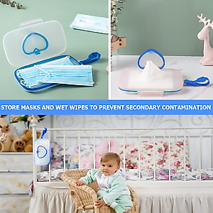 DOERDO Portable Baby Wipe Dispenser Wet Wipe Box, Baby Wipe Holder with Lid, Tissue Case for Keeps Baby Wipe Fresh and Safe