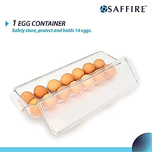 6-Pieces Organizer Bins for Refrigerator, Freezer, Drawer and Pantry BPA-Free