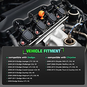 Set of 6 Ignition Coil Pack Compatible with 2006-2010 Dodge Charger Nitro Magnum Grand Caravan & Chrysler 300 Sebring Pacifica Town & Country 2.7L 3.5L 4.0L V6 - Replace# 4606869AA 4606869AB UF502