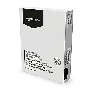 Amazon Basics Multipurpose Copy Printer Paper, 8.5-x-11-inch, 24lb, 1500 Sheets (3 Packs of 500), 97 Bright, White