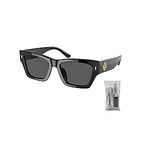 Tory Burch TY7169U 170987 52MM Black/Solid Grey Rectangular Sunglasses for Women + BUNDLE With Designer iWear Eyewear Kit