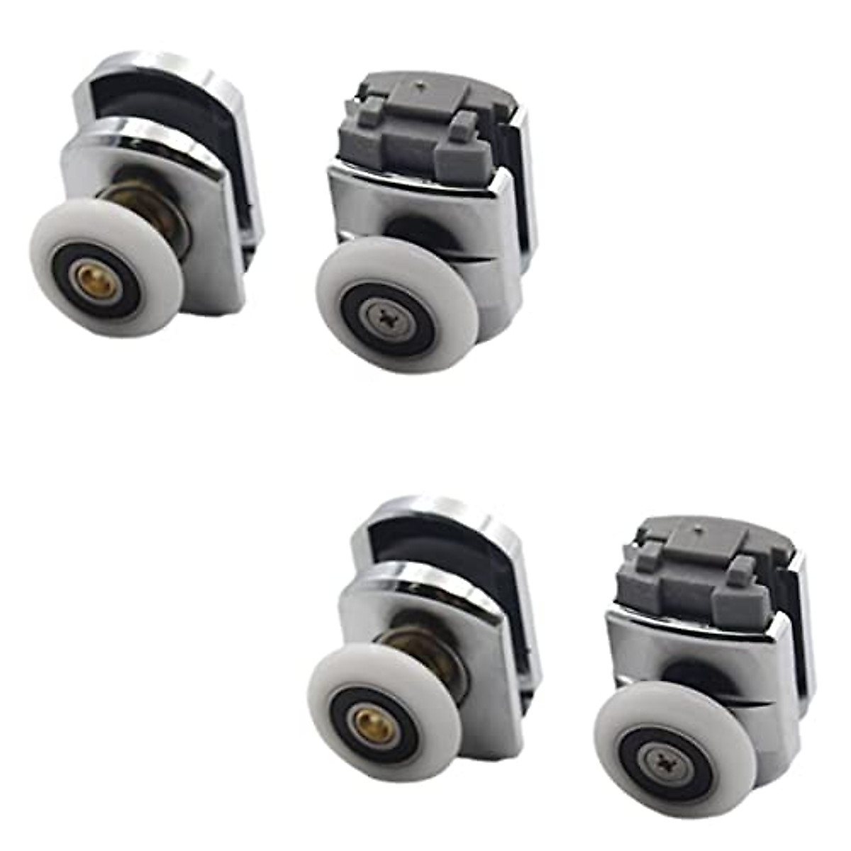 LD-YUNJIA Sliding Door Pulleys, Shower Door Rollers, Bathroom Pan Glass Sliding Door Quiet Shower Door Wheels for Shower Door Replacement Parts Hardware Accessories 4 Pieces（White）