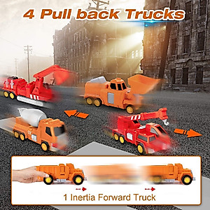 Nicmore Toddler Toys Transport Car for Boys Bundle with Construction Toys Truck Transform into Robot Toys for 3 4 5 6 Year Old Boys Girls Kids Toys Vehicles Christmas Birthday Gifts for Boys Girls