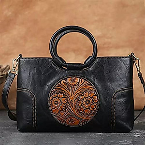 DANN Ladies Handbag Vintage Hand Embossed Shoulder Bag Large Capacity Women's Messenger Bag (Color : E, Size