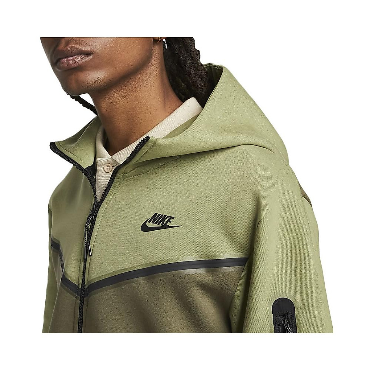 Nike Sportswear Alligator/Medium Olive/Black Tech Fleece Full-Zip Hoodie - XS