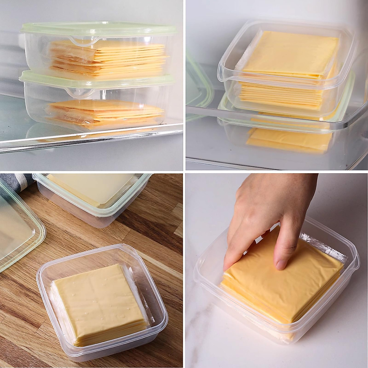 SCWBOEII 2 Pack-Cheese slicer Storage Containers with lids Airtight Plastic Butter Block Cheese slicer Holder for Fridge
