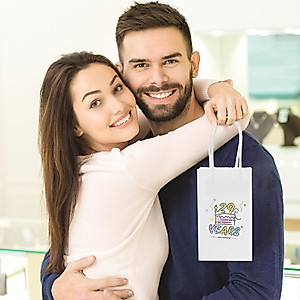 Moretoes 60pcs Small White Paper Bags 6x3.5x2.4 Inches Mini Kraft Gift Bags with Handles Bulk, Party Favor Bags Goodie Bags, Merchandise Bags for Business, Shopping, Retail, Small Gifts