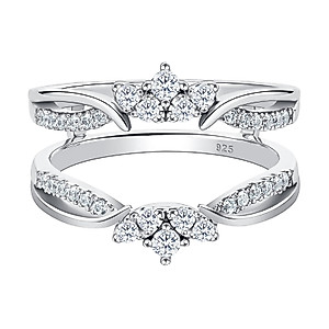 SHELOVES Infinity Women Wedding Ring Guard Enhancer Adjustable Band AAAAA White CZ 925 Sterling Silver Sz 7