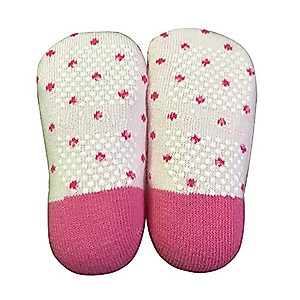 6 Pairs Toddler Girl Anti Slip Mary Jane Socks Baby Girl Gift No Skid Ballet Socks with Strap No Show Crew Socks for 12-30 Months Walker