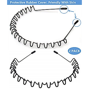 bodbop XINGZHE Metal Hairband - Unisex Elastic Non-Slip Wavy Headband for Sports, Fashion, 2 PCS