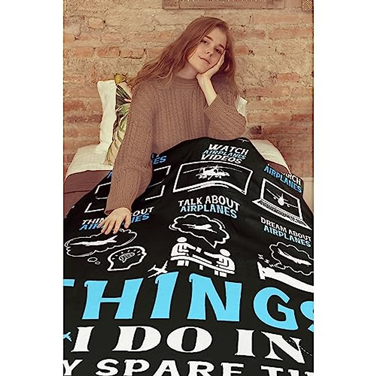 Airplane Throw Blanket, Aircraft Blanket, Pilot Gifts, Aviation Gifts for Men Boys Adults, Soft Flannel Plane Quilts, Airplane Decor, Lightweight Blanket for Bed, Sofa, Outdoors, 40"x50" for Kids