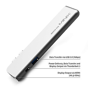 MINIX NEO SD4 USB-C Multiport 480GB SSD Storage Hub for Apple MacBook Air/Pro | 4K@60Hz Display | Thunderbolt 3 | USB 3.0,Sold Technology Limited.(Silver)