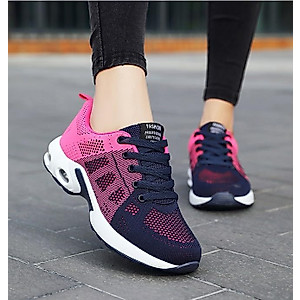 Musabela Orthopedic Sneakers for Women, Ortho Pro The Most Comfortable Orthopedic Shoes,Women's Running Walking Shoes,Mesh Casual Breathable Knit Air Cushion Shoes (US6.5-7, Blue-red)