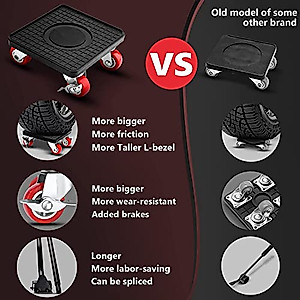 Furniture Dolly, 1300 Lbs Load Capacity Furniture Mover with Wheels and Brake, 360° Rotation Wheels Furniture Lifter Set for Moving Heavy Furniture, Refrigerator, Cabinet, Sofa