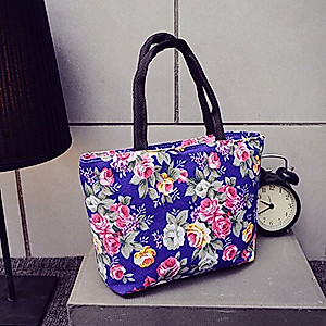 MESSIYO Shopper Tote Fashion Bag Handbag Printing Girls Canvas Women Shoulder Shopping Bag (Purple)