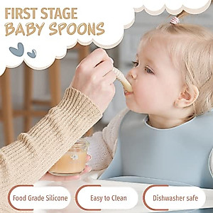 Jocate Silicone Baby Spoons First Stage Set - 4.5 Inch Self Feeding Spoons for Babies and Toddlers - Food Safe BPA Free Silicone - Dishwasher and Microwave Safe - Set of 5 (The Pastels)