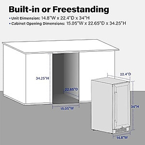 Yeego 18 Inch Wine Cooler, 20 Bottle Dual Zone Wine Refrigerator with Stainless Steel Tempered Glass Door,Memory Function, Fit Champagne Bottles, Wine Fridge Freestanding and Built-in