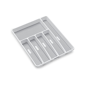 madesmart Large Silverware Tray - White |CLASSIC COLLECTION | 6-Compartments| Kitchen Drawer Organizer | Soft-Grip Lining and Non-Slip Rubber Feet | BPA-Free