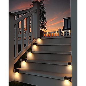 JACKYLED Solar Deck Lights Outdoor 16 Pack, Solar Step Lights Waterproof LED Solar Powered Outdoor Lights for Deck Stair Fence Railing Wall Garden Backyard