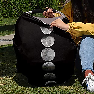 Baby Nursing Covers for Breastfeeding, Baby Car Seat Canopy Covers Scarf for Boys Girls, Phases of The Moon Canopy, Stretchy Soft Breathable Poncho Infant Stroller Cover, Black