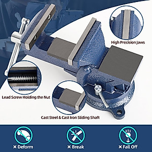 FAHKNS 4" Bench Vise, Workbench Vice Heavy Lock Down Duty Clamps Precision, 4.13" Jaw Width 360° Swivel Base CNC Vise for Woodworking Milling Machine Drill Press