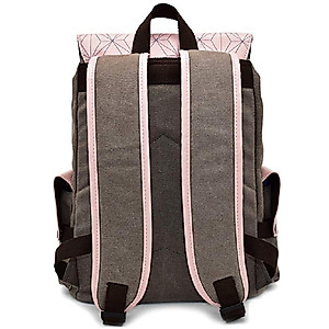 Backpack Drawstring Rucksack Canvas Laptop Backpack Bookbag Travel Bag For Unisex Teens Adults One Size Pink