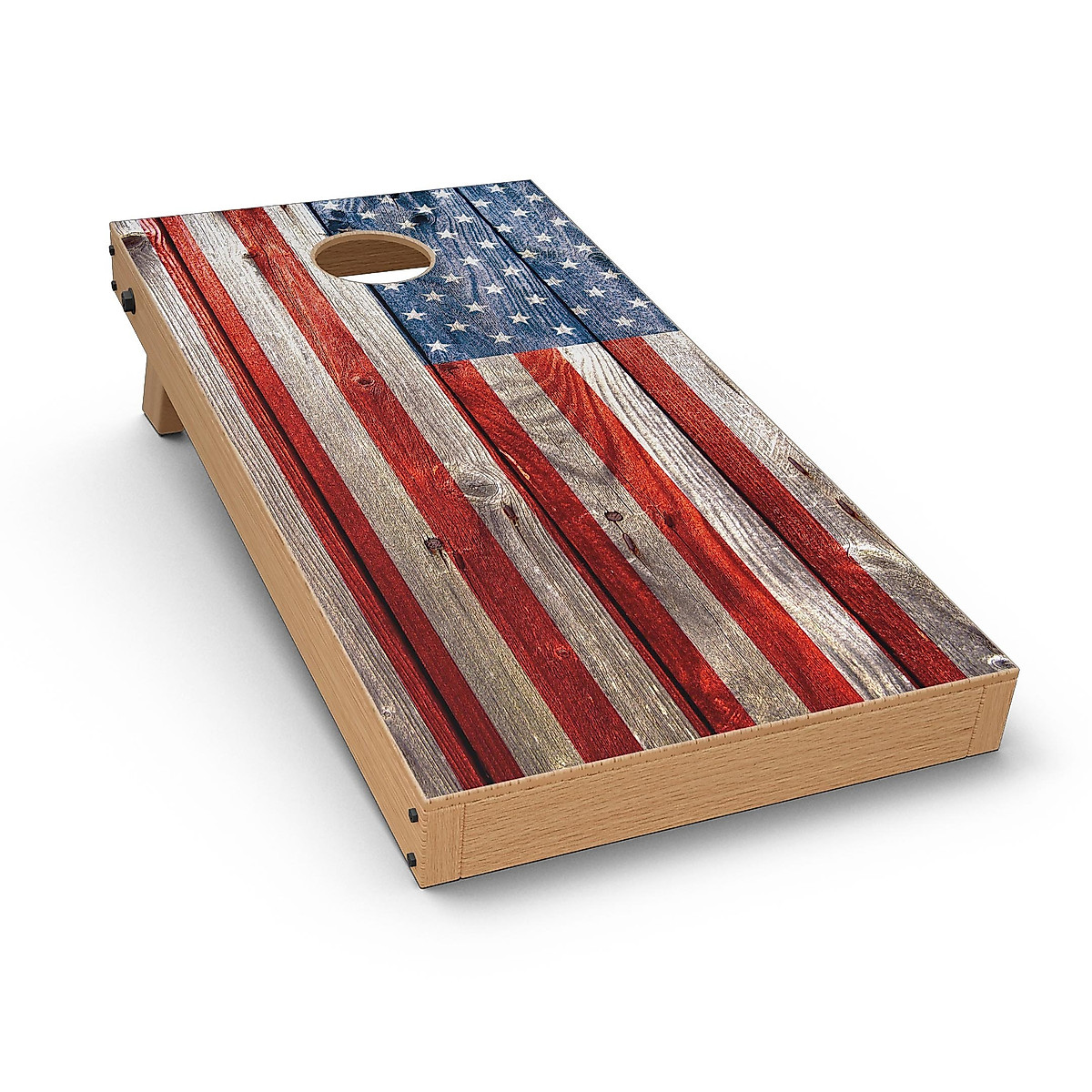 Design Skinz Wood Skin Set for Cornhole (Skin Only) - Wooden Grungy American Flag