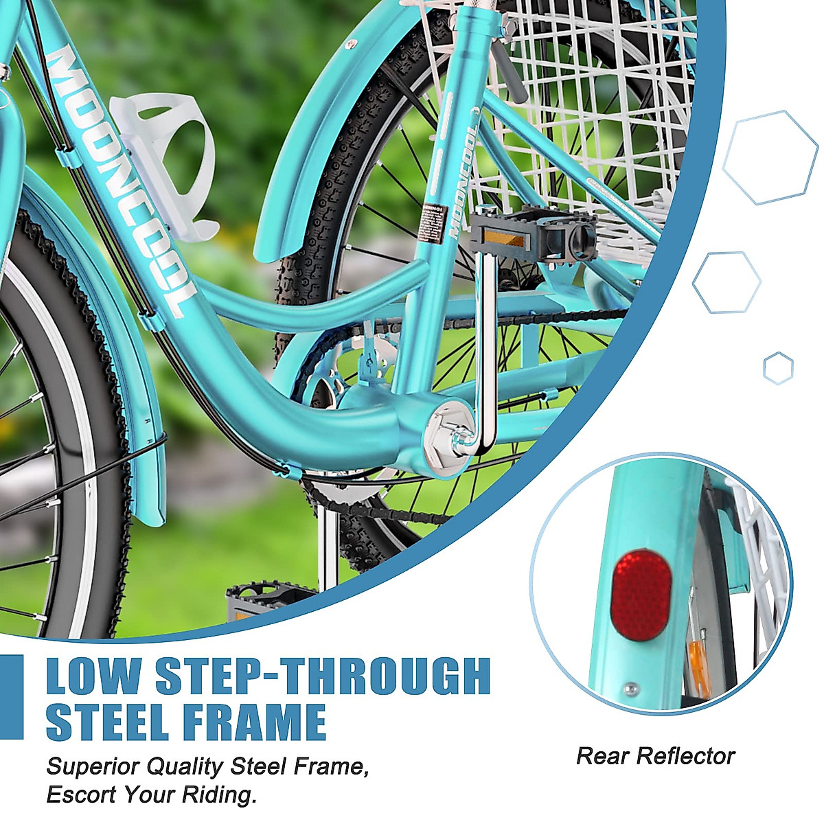 DoCred Adult Tricycles, 3 Wheel Bikes for Adults 20/24/26 inch 7 Speed Adult Trikes Bicycles Cruise Trike with Shopping Basket for Seniors, Women, Men