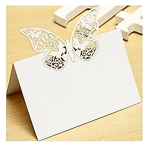 Vanki Pack of 50 Wedding Party Table Name Place Cards Favor Decor Butterfly Laser Cut Design