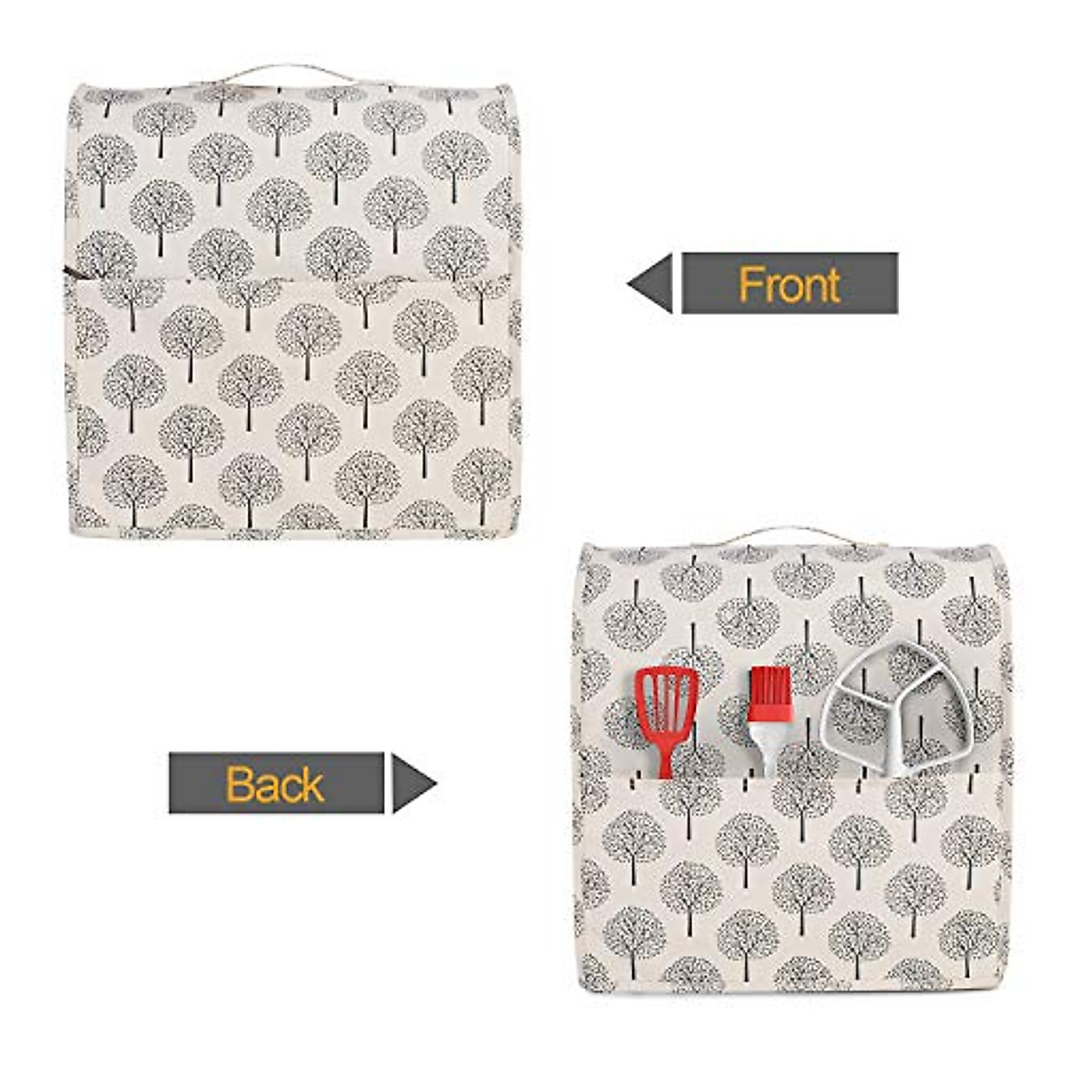 Yarwo Dust Cover for 4.5 qt and All 5 qt Stand Mixer, Protective Stand Mixer Cover with Top Handle and Pockets for Extra Accessories, Tree