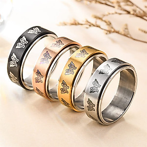 ZKXXJ Personalized Butterfly Spinner Ring for Men Women,Stainless Steel Custom Name Rotatable Fidget Anxiety Ring Engraved Finger Band,Size 6-12