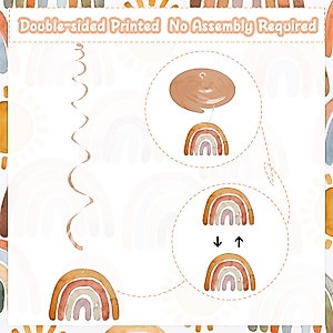 K KUMEED First Trip Around The Sun Birthday Decorations, 20pcs Boho Sun 1st Birthday Ceiling Hanging Swirls, Boho You are My Sunshine Birthday Party Decorations for 1st Birthday Girl, Boy