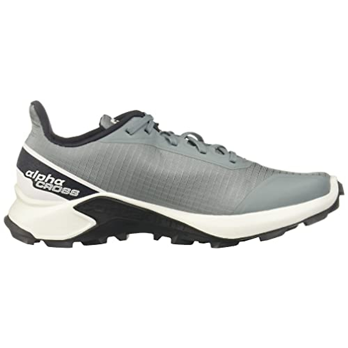 Salomon Women's ALPHACROSS Hiking Shoe, Lead/White/India Ink, 12