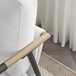 Tiophome Modern Chic Accent Metal Frame, Upholstered Chenille Living Room Chairs with Removable Seat & Back Cushion, Comfy Leisure Lounge Reading Side Armchair for Bedroom, White, Extra Large